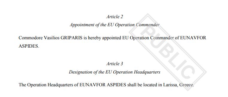 Οριστικό: Η Ελλάδα παίρνει τη διοίκηση της επιχείρησης «ASPIDES ...